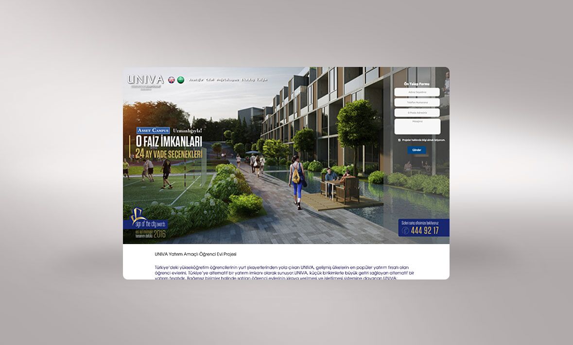 Univa Landing Page | Aklıselim Kreatif İşler